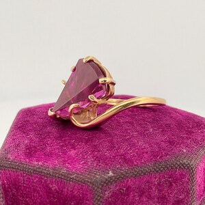 Lighthouse Lens Cut Vintage Gold Ring Synthetic Sapphire 10k Yellow ...