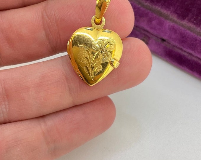 Vintage Gold Flower Locket Heart Shape 10k Yellow Gold (G) - Etsy