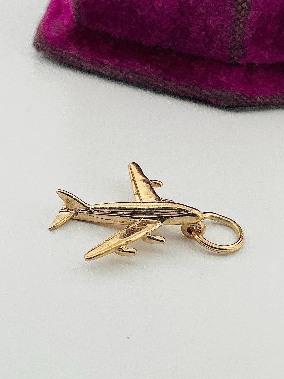 Vintage 10k Yellow Gold Airplane Charm Pendant - Etsy