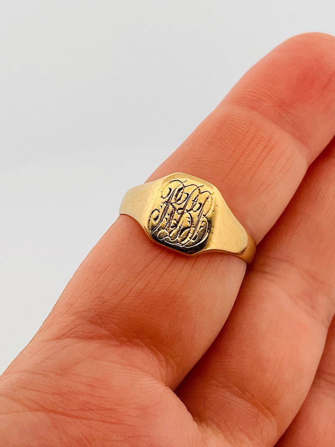 Antique 14k Yellow Gold Signet Ring With Initials RBB Size 7.75 - Etsy