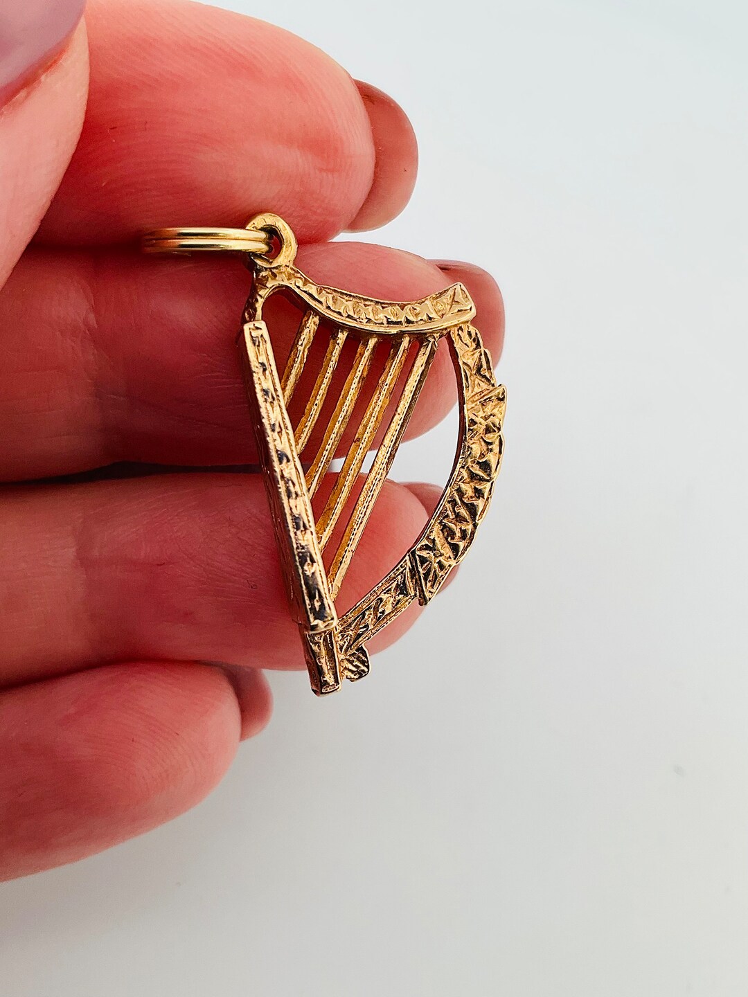 Vintage 9ct Yellow Gold Celtic Harp Charm Pendant - Etsy
