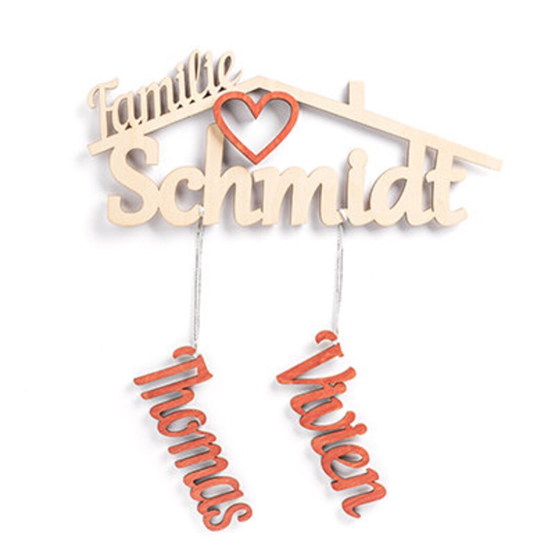 Door Sign Personalized First Name and Surname in Wood, Surname Surname ...