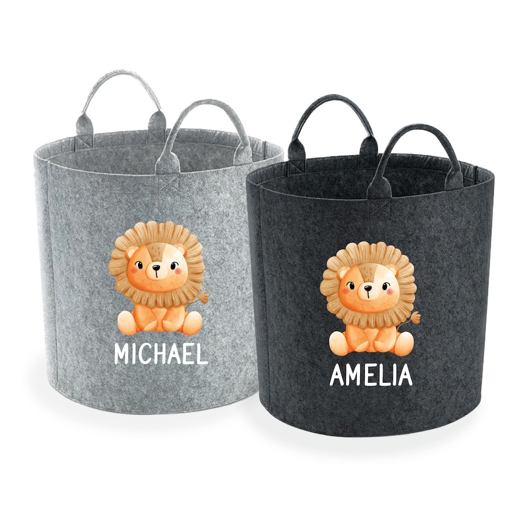 Personalised Lion Safari Themed Toy Storage Basket, Children Toy Bag ...