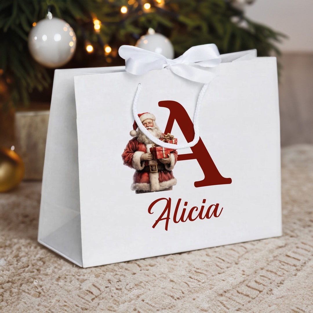 Personalised Christmas Gift Bag, Father Christmas Gift Bag, Christmas ...
