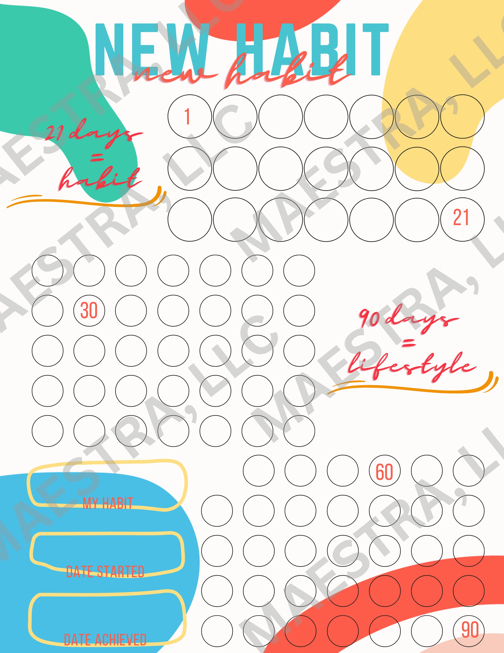 Habit Stacking Tracker 7" X9.25" Printable, Happy Planner Page, Journal ...