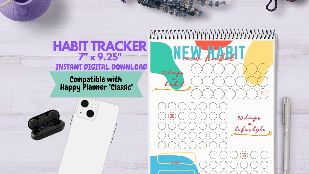 Habit Stacking Tracker 7" X9.25" Printable, Happy Planner Page, Journal ...