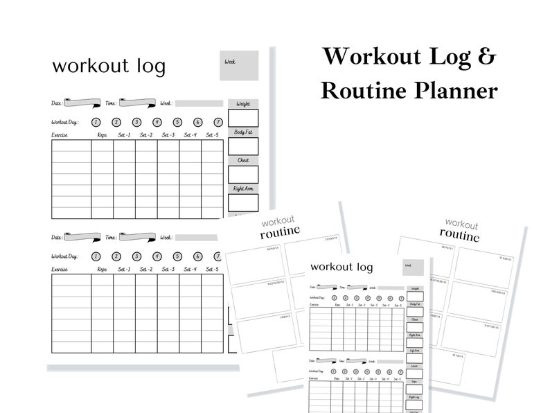 Daily Workout Log | Printable Exercise Planner | Fitness Planner ...