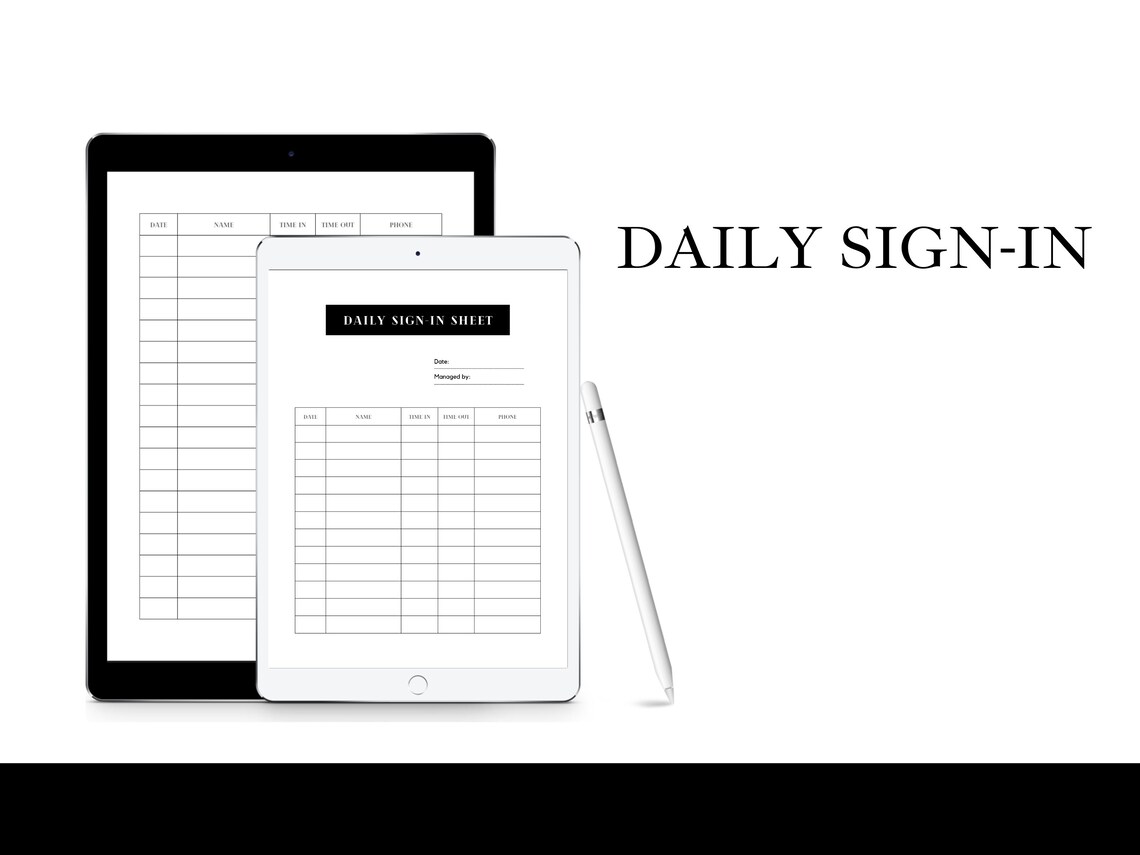 Daily Sign-in Sheet Template, Office Sign-in Sheet, Printable, Client ...
