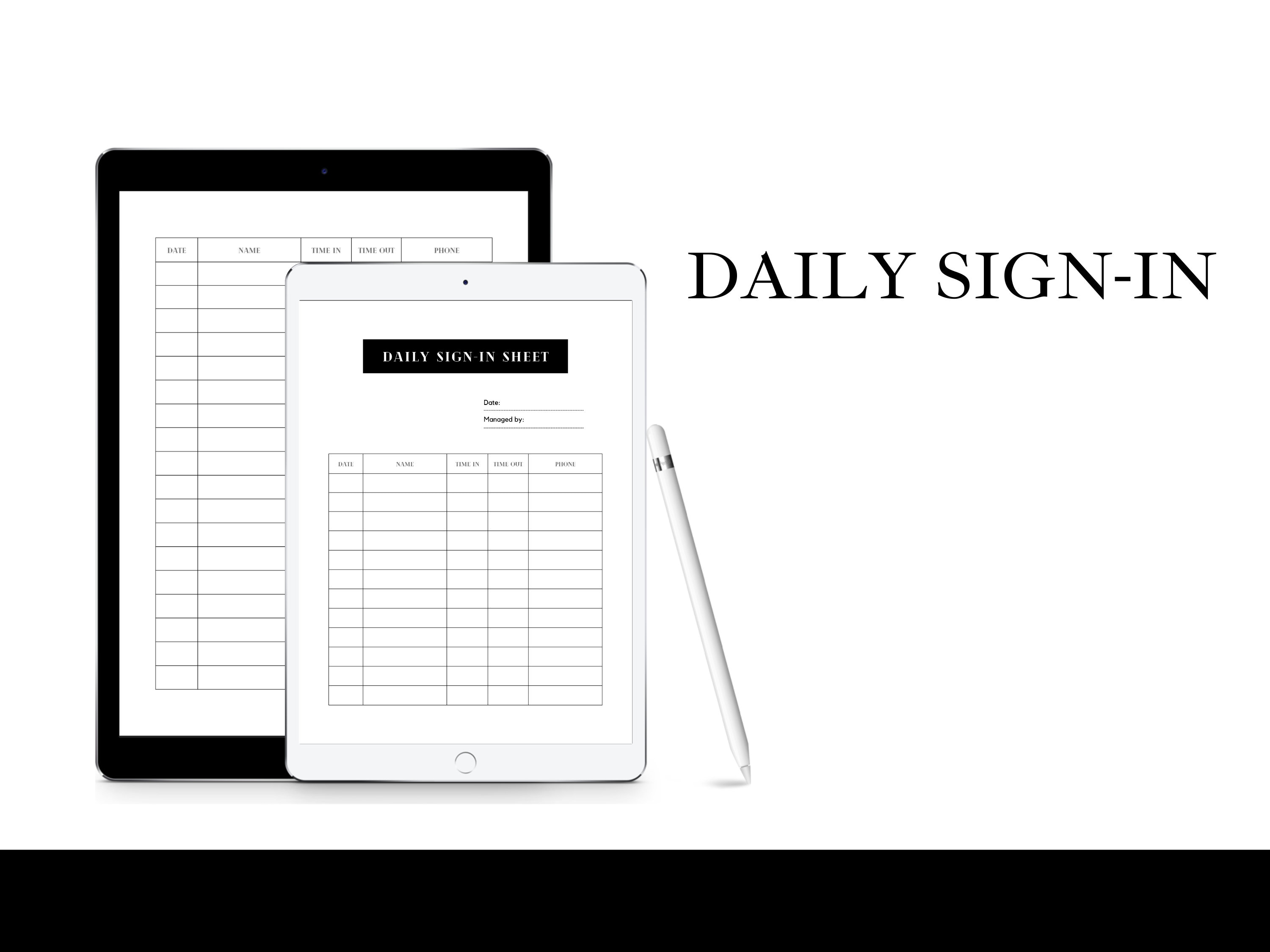 Daily Sign-in Sheet Template, Office Sign-in Sheet, Printable, Client ...