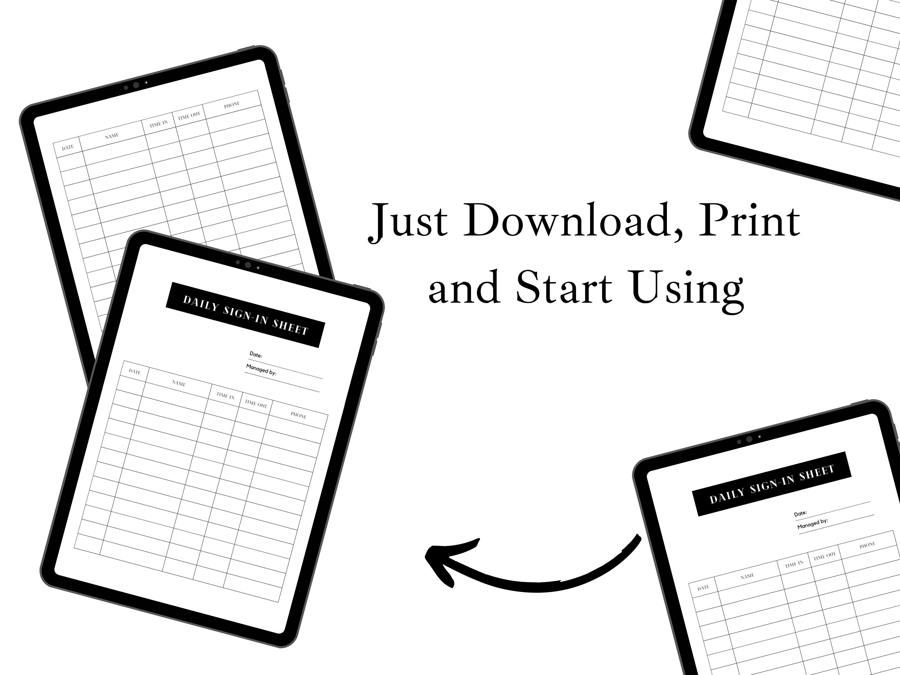 Daily Sign-in Sheet Template, Office Sign-in Sheet, Printable, Client ...