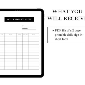 Daily Sign-in Sheet Template, Office Sign-in Sheet, Printable, Client ...
