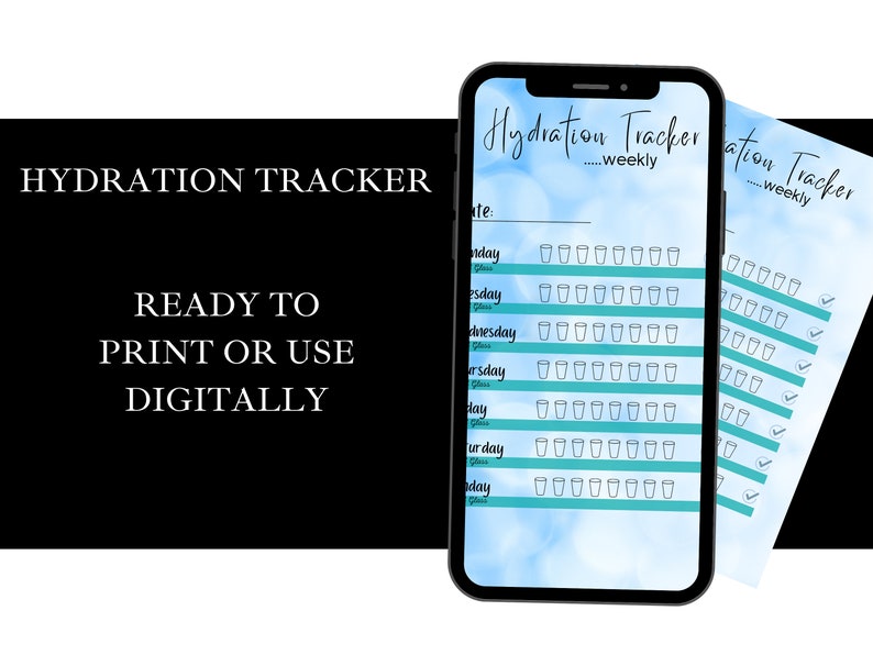 Water Tracker Printable, Weekly Water Intake Tracker, Hydration Tracker ...