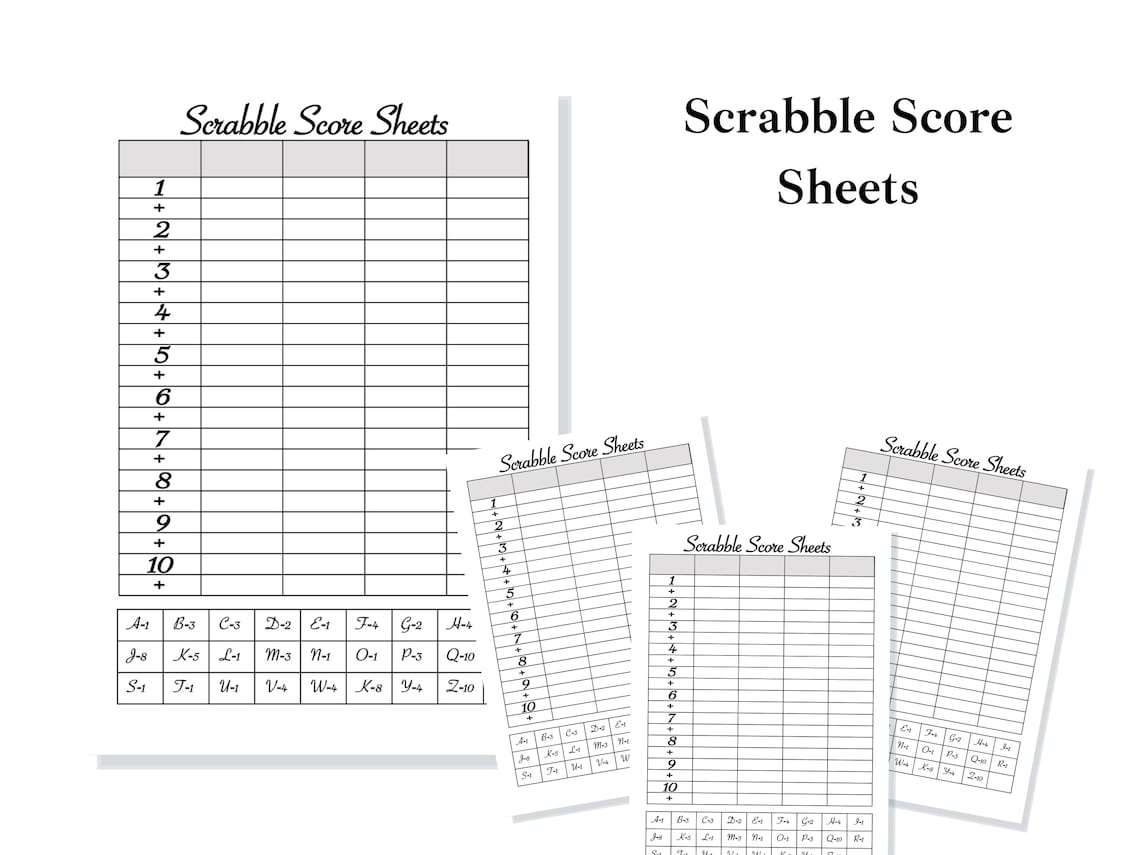 Scrabble Score Card | Printable Scrabble Score Sheet | Scrabble Score ...