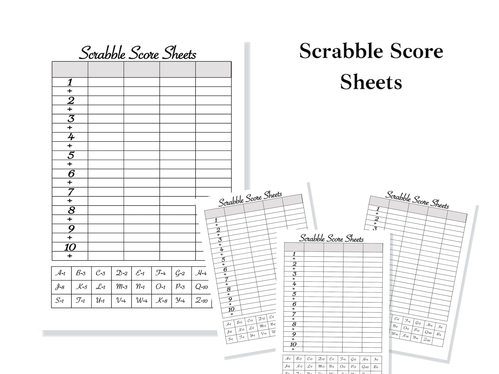 Scrabble Score Card | Printable Scrabble Score Sheet | Scrabble Score ...