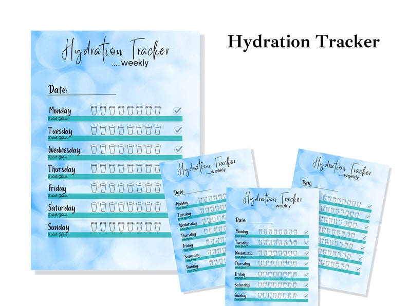 Water Tracker Printable, Weekly Water Intake Tracker, Hydration Tracker ...