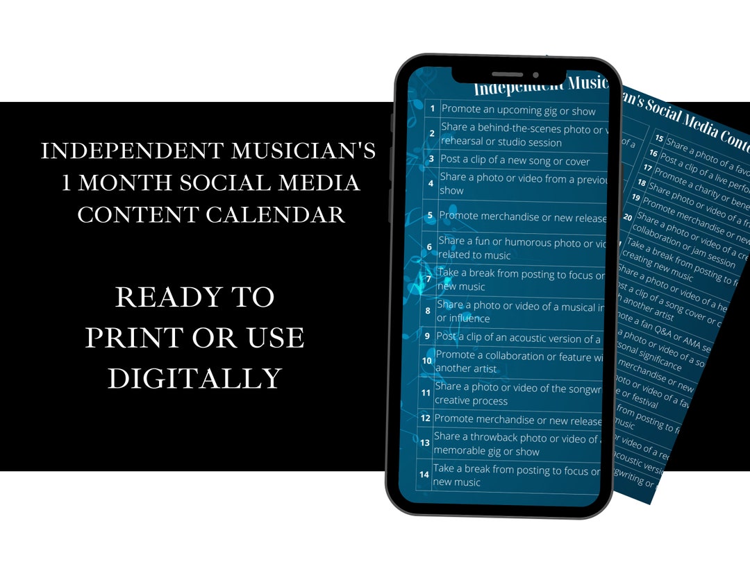 Independent Musicians Social Media Content Calendar | Indie Artists ...
