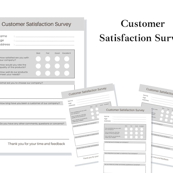 Customer Satisfaction Questionnaire Template - Etsy