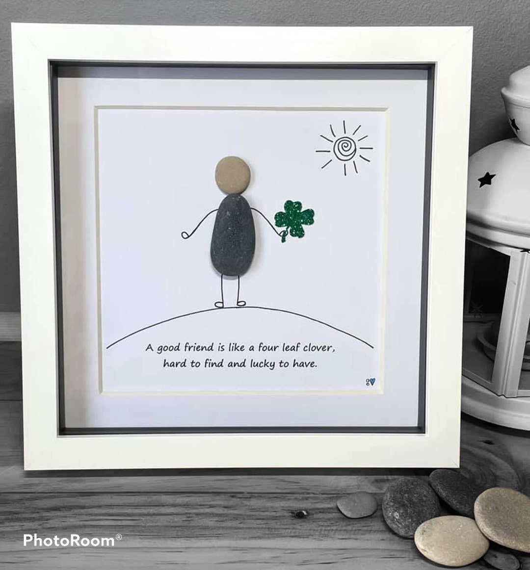 Friend in Clover Pebble Art BFF Picture Bestie Gift Best Friend Gift ...