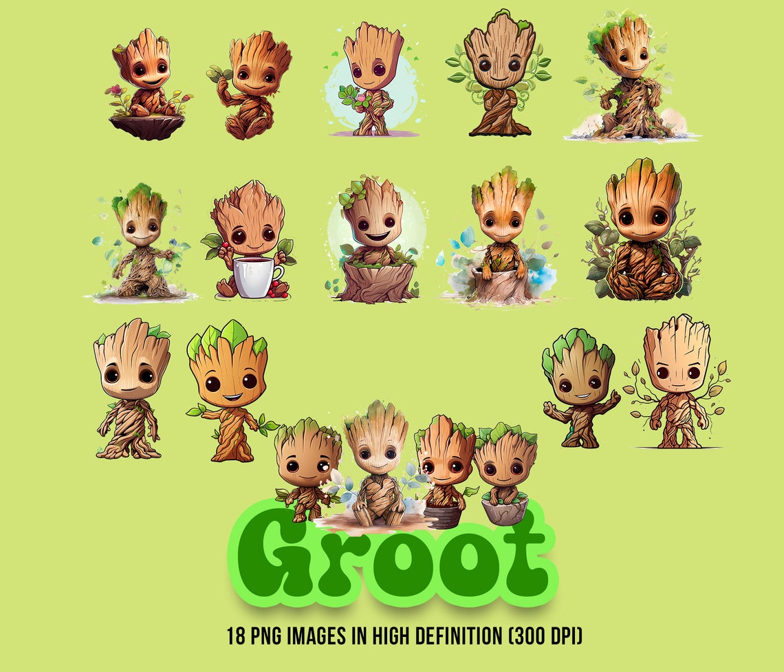 Cute Kawaii Style Groot Clip Art | for Stickers, T-shirt, Etc. | PNG ...