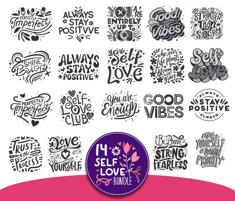 Self Love SVG Bundle, Inspirational Svg Bundle | Motivational Svg | Love Yourself Svg | Positive ...
