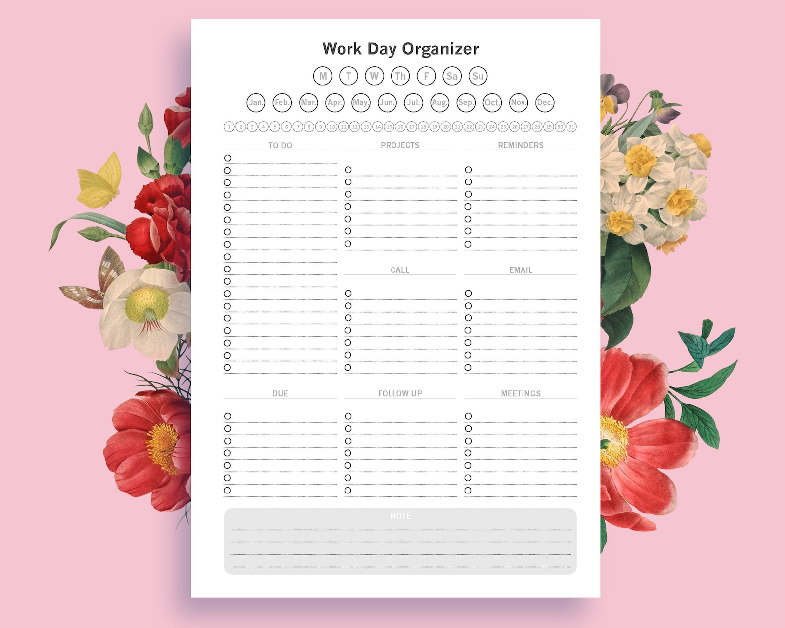Work Day Organizer Printable Editable Fillable - Etsy