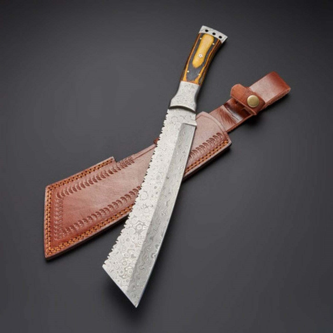 Custom Handmade Damascus Steel Hunting Tapanga Machete Blade | Etsy
