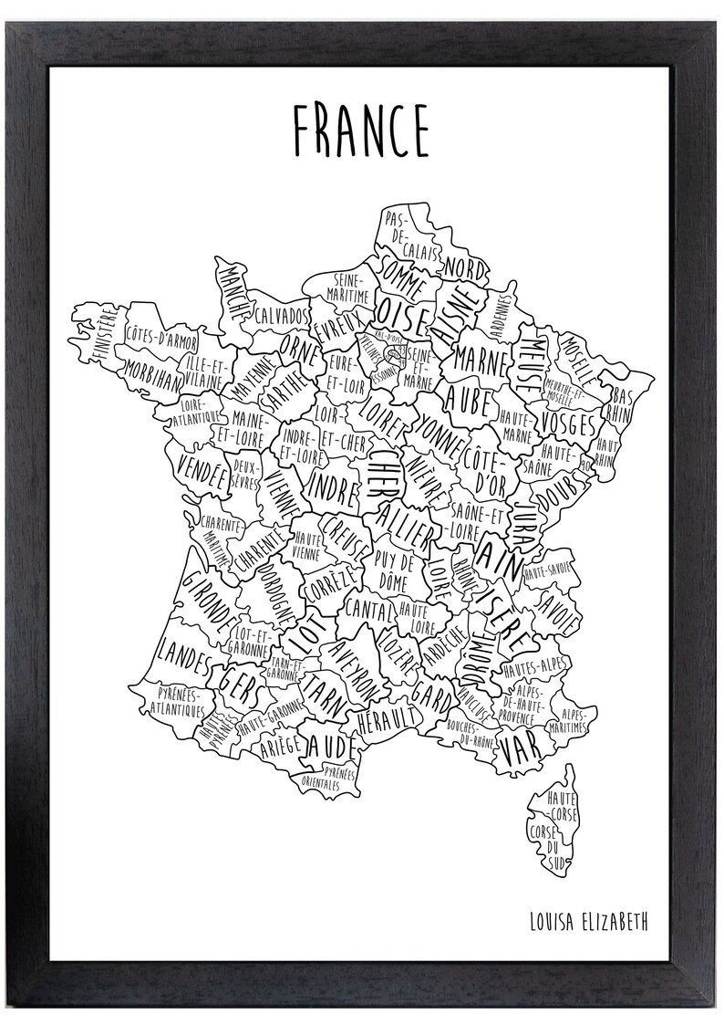 France Print - Unframed France Map Poster - A4 French Art - French Gift ...