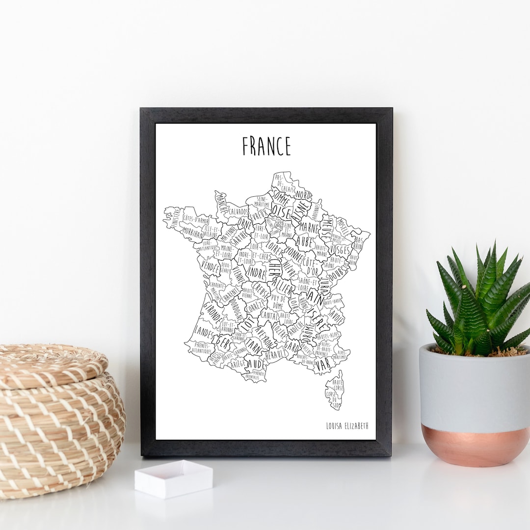 France Print - Unframed France Map Poster - A4 French Art - French Gift ...