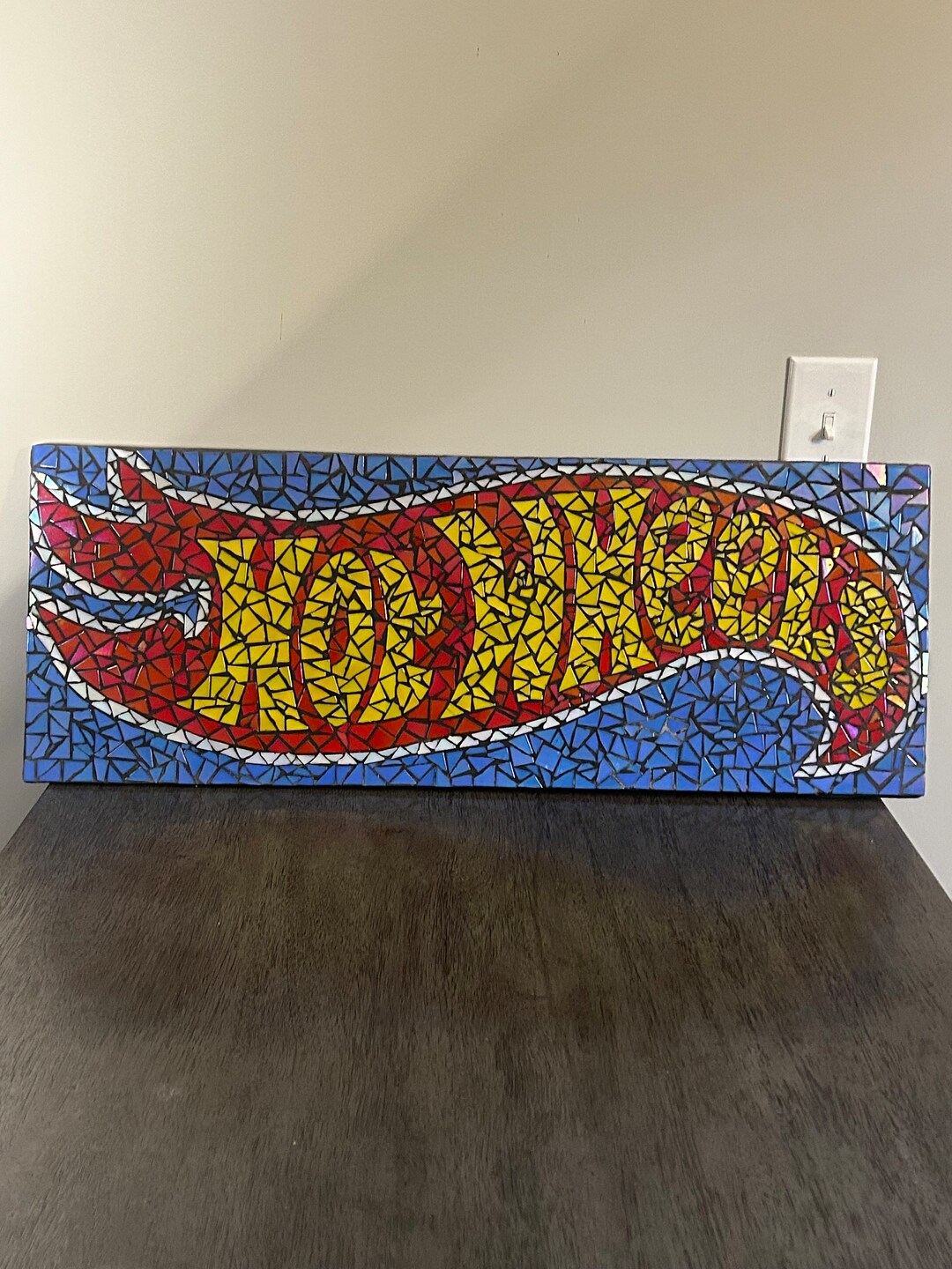 Hot Wheels Flame Logo Design Mosaic Handmade Car Enthusiast Decor - Etsy