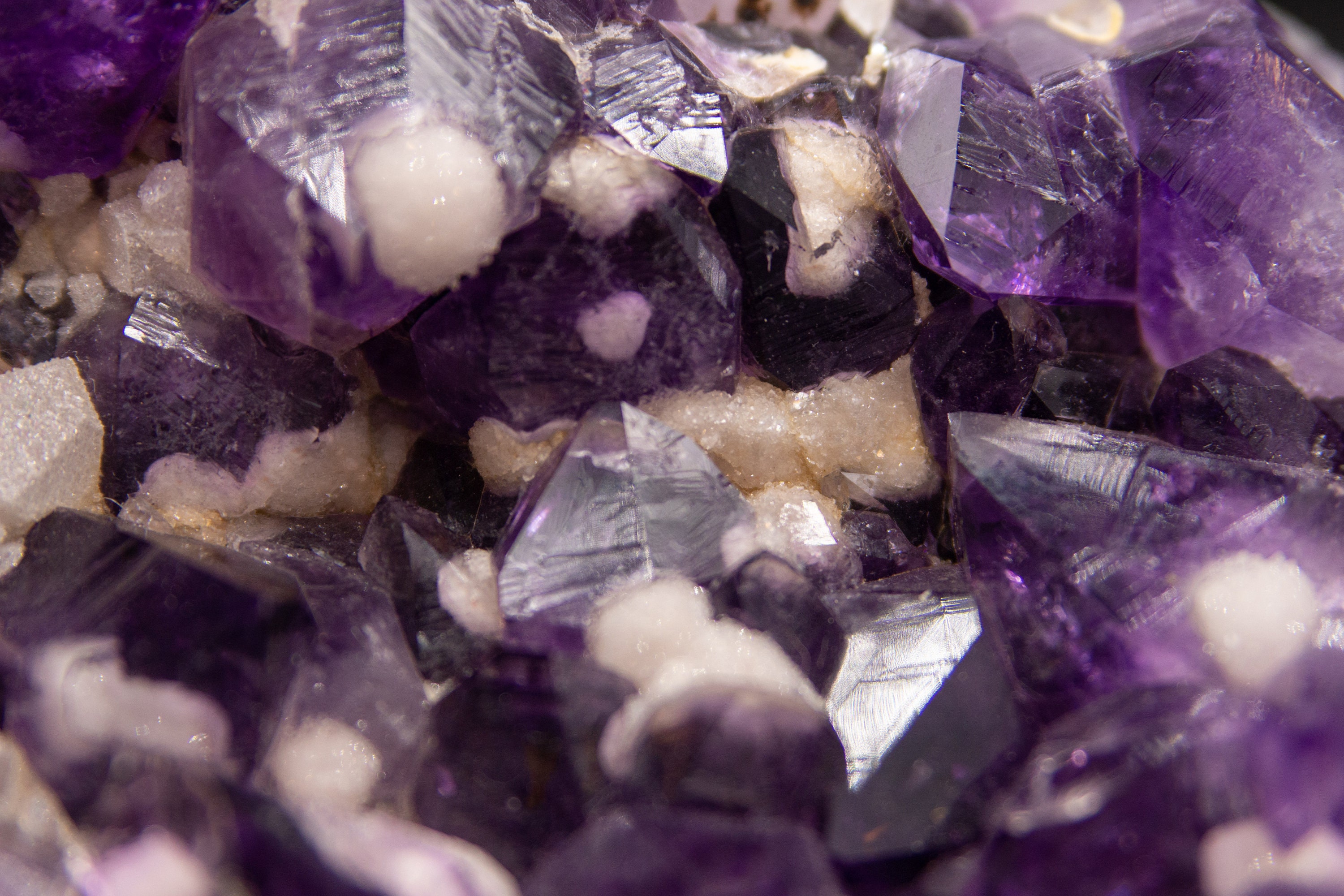 RARE DEEP PURPLE Natural Amethyst, With Calcite Ontop and Drusy Quartz ...