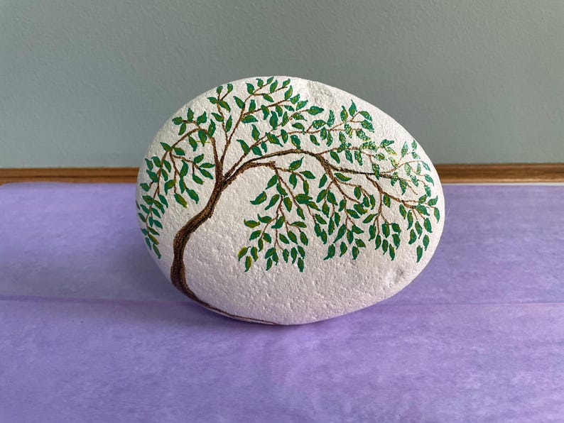 Hand Painted Rock | Tree Art, Nature Lover Gift - Etsy