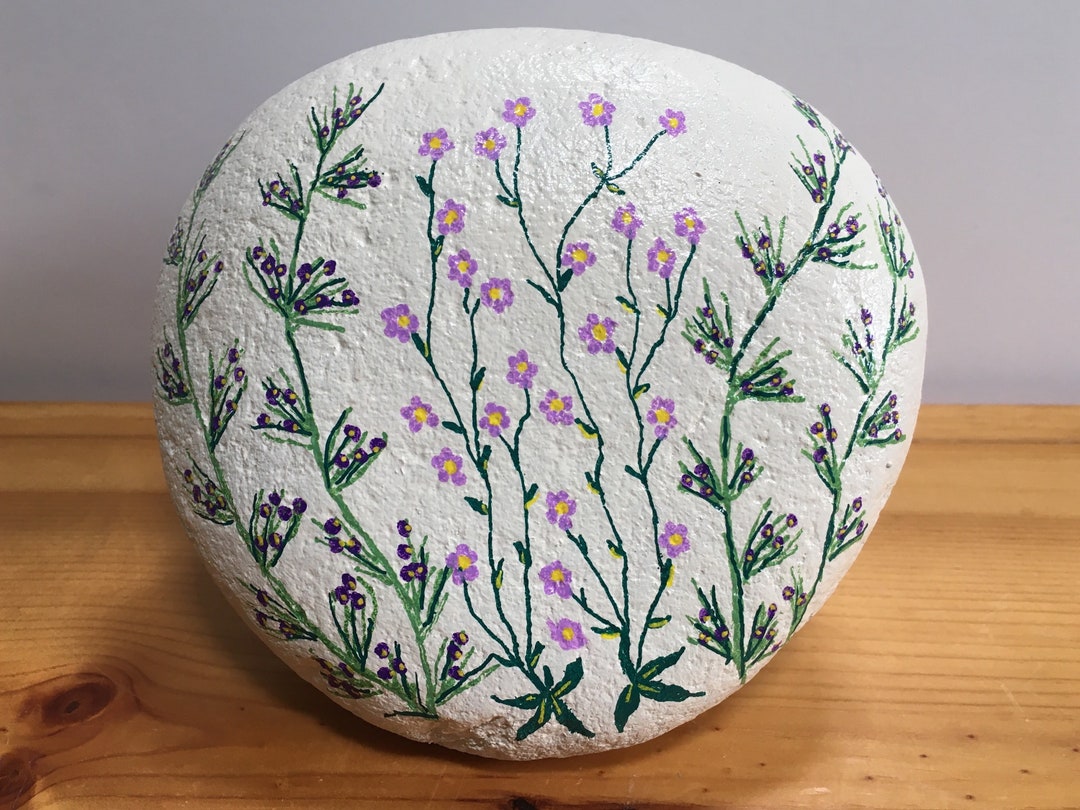 Decorated Rock With Flowers, Hand Painted Garden Rocks, Unique Hostess ...