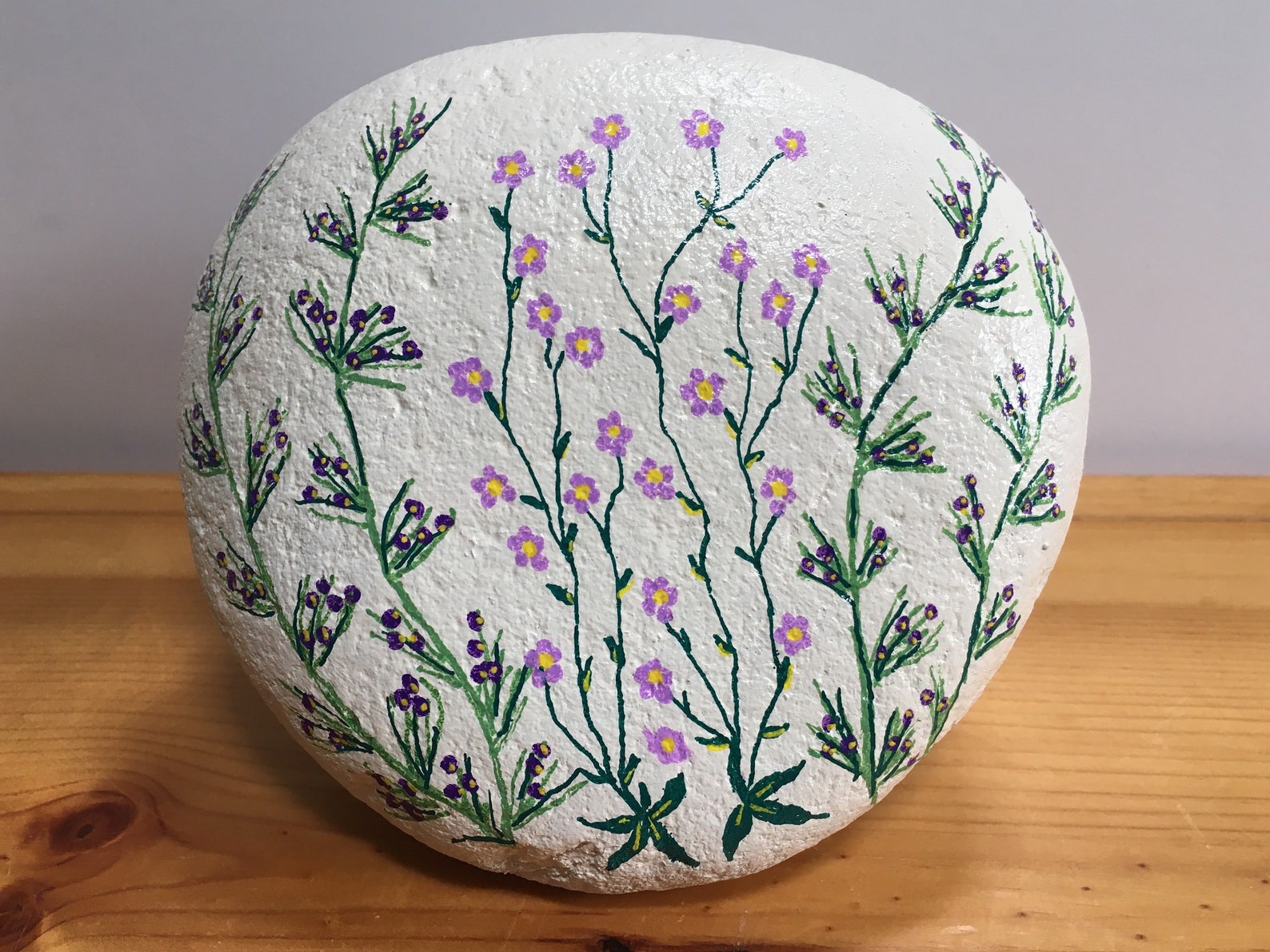 Decorated Rock With Flowers, Hand Painted Garden Rocks, Unique Hostess ...