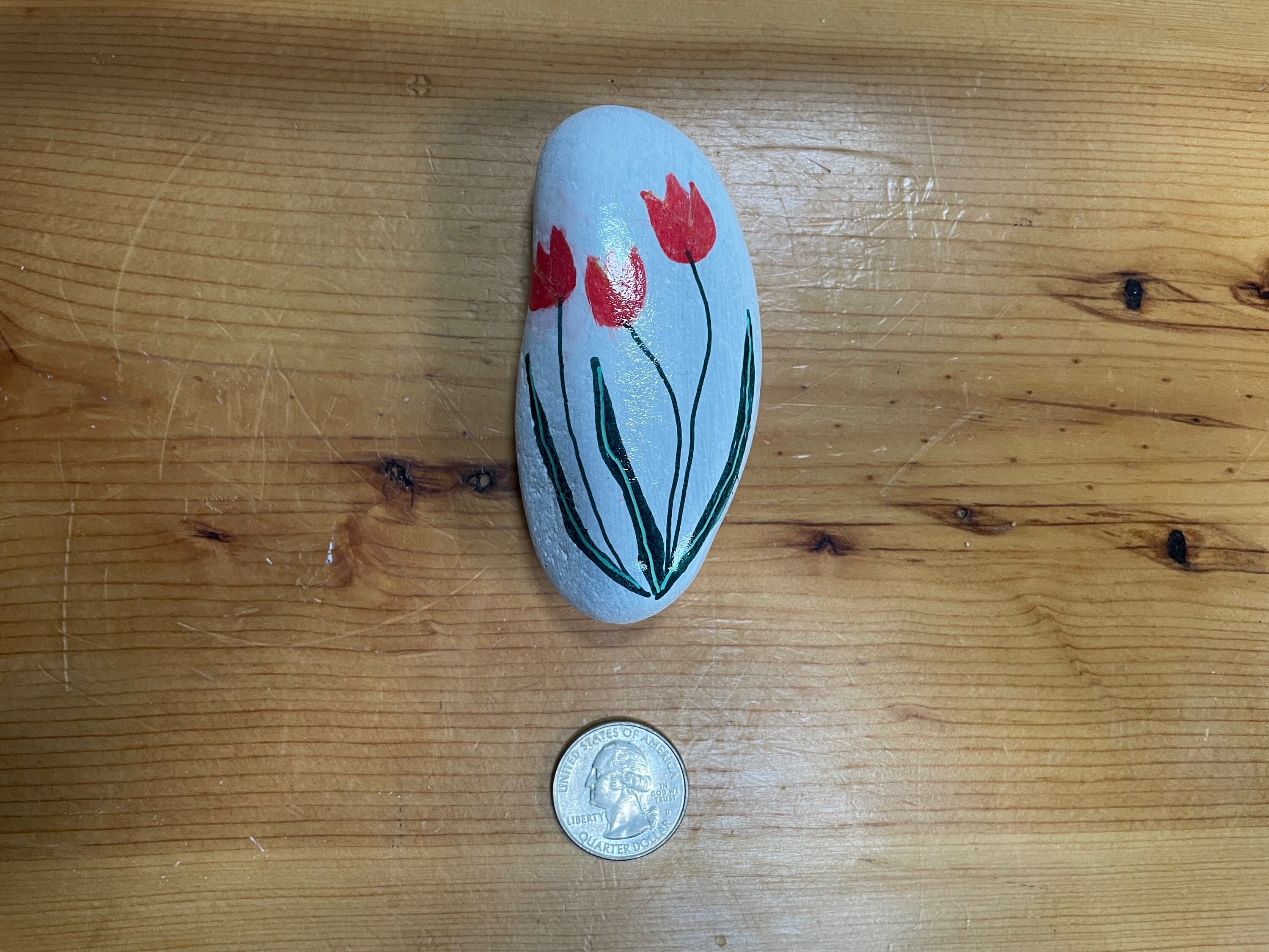 Painted Rocks With Flowers Set of Six Small Hand Decorated River Stones ...