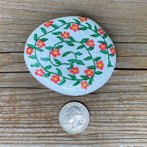 Painted Rocks With Flowers Set of Six Small Hand Decorated River Stones ...
