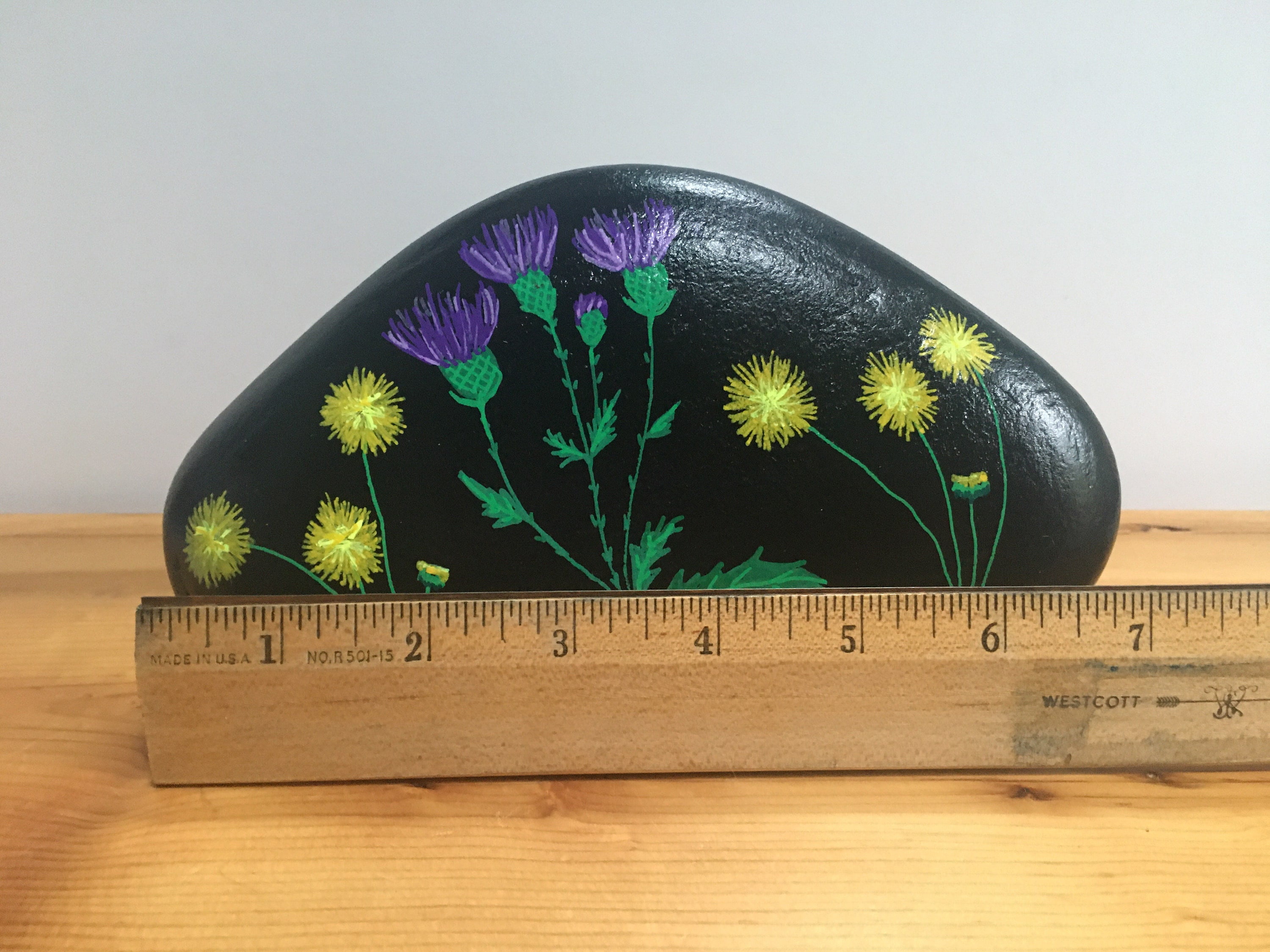 Decorated Rock With Flowers Hand Painted Rocks for Garden - Etsy