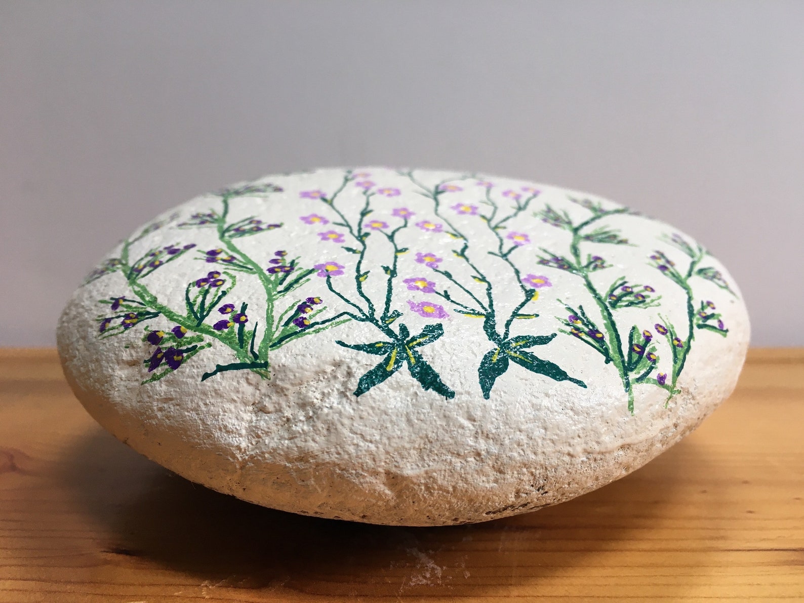 Decorated Rock With Flowers, Hand Painted Garden Rocks, Unique Hostess ...