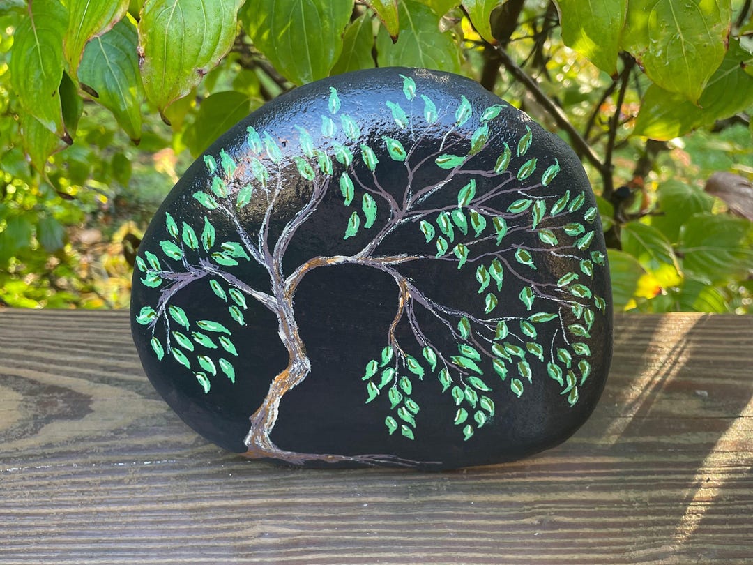 Tree of Life Painted Rock, Large Painted Garden Stones, Unique ...