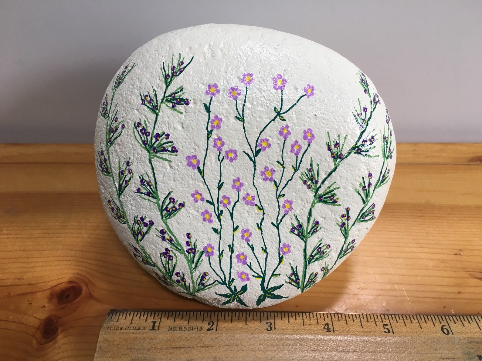 Decorated Rock With Flowers, Hand Painted Garden Rocks, Unique Hostess ...