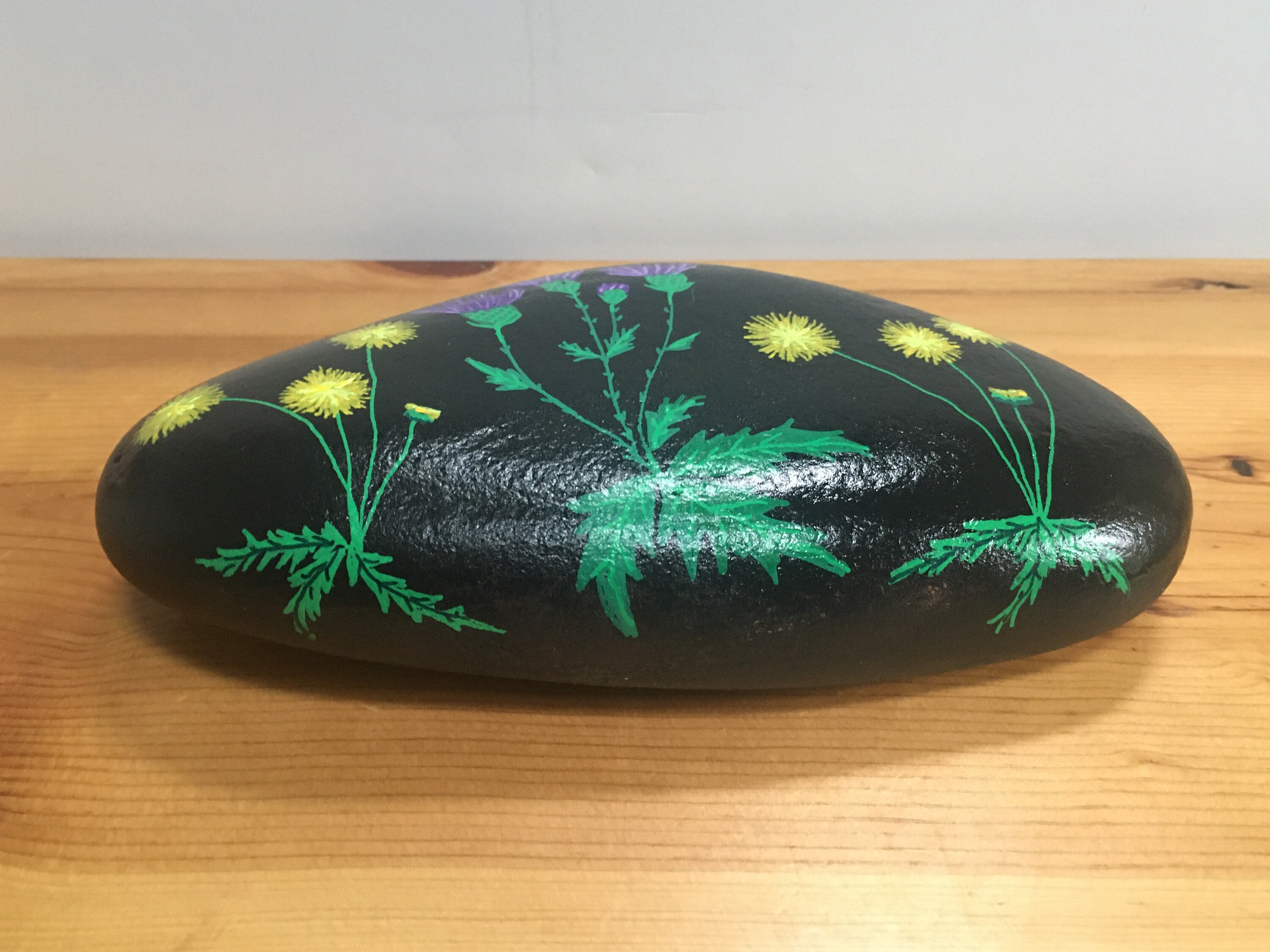 Decorated Rock With Flowers Hand Painted Rocks for Garden - Etsy