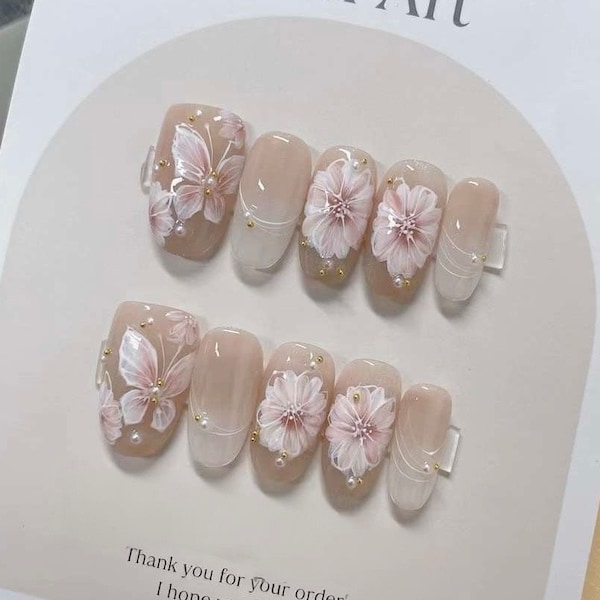 Hand Painted Fake Nails - Etsy