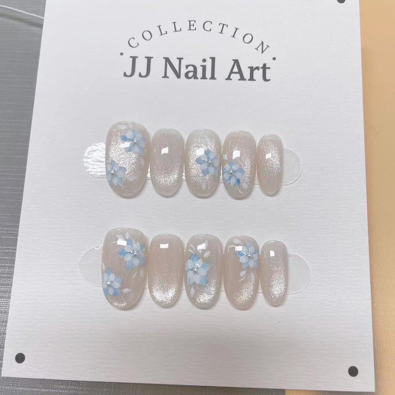 Blue Nails Flowers - Etsy