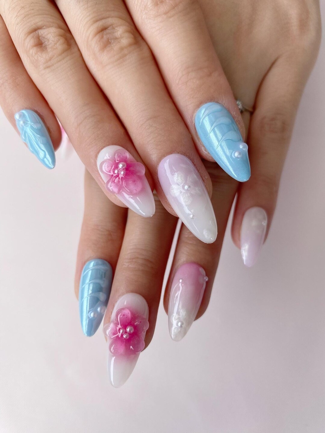 3D Flowers Press on Nails, Hand Made Nails, Stunning Nails, Fancy Nails ...