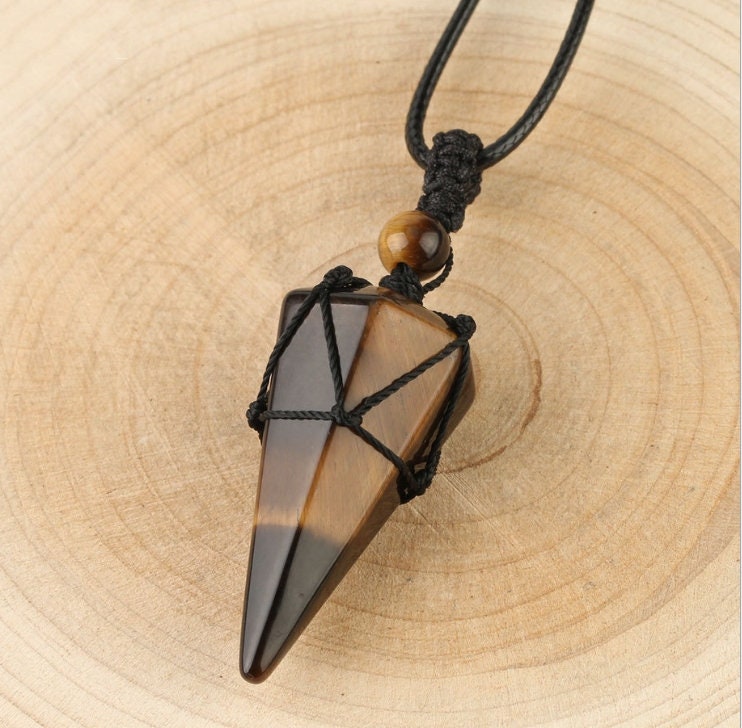 Pyramid Crystal Pendant Necklace Natural Quartz Gemstone - Etsy