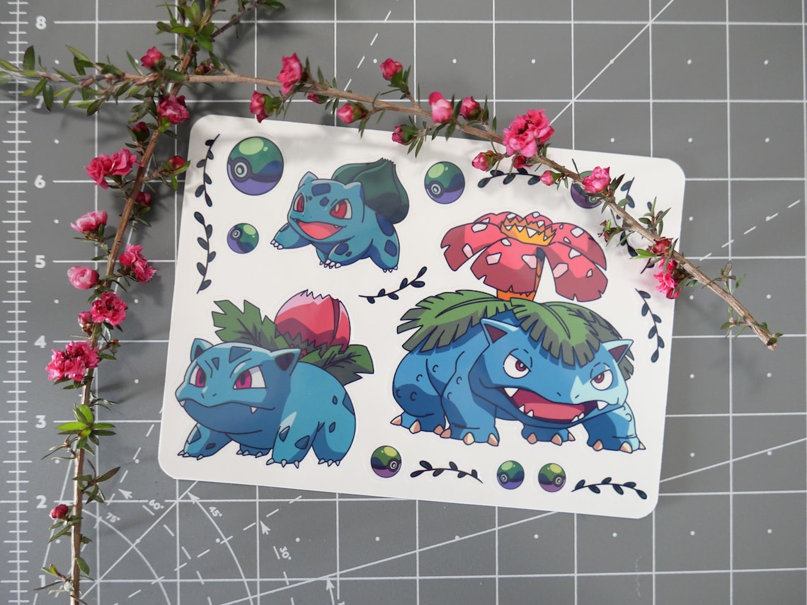 Pokemon Sticker Set Bulbasaur Evolutions - Etsy