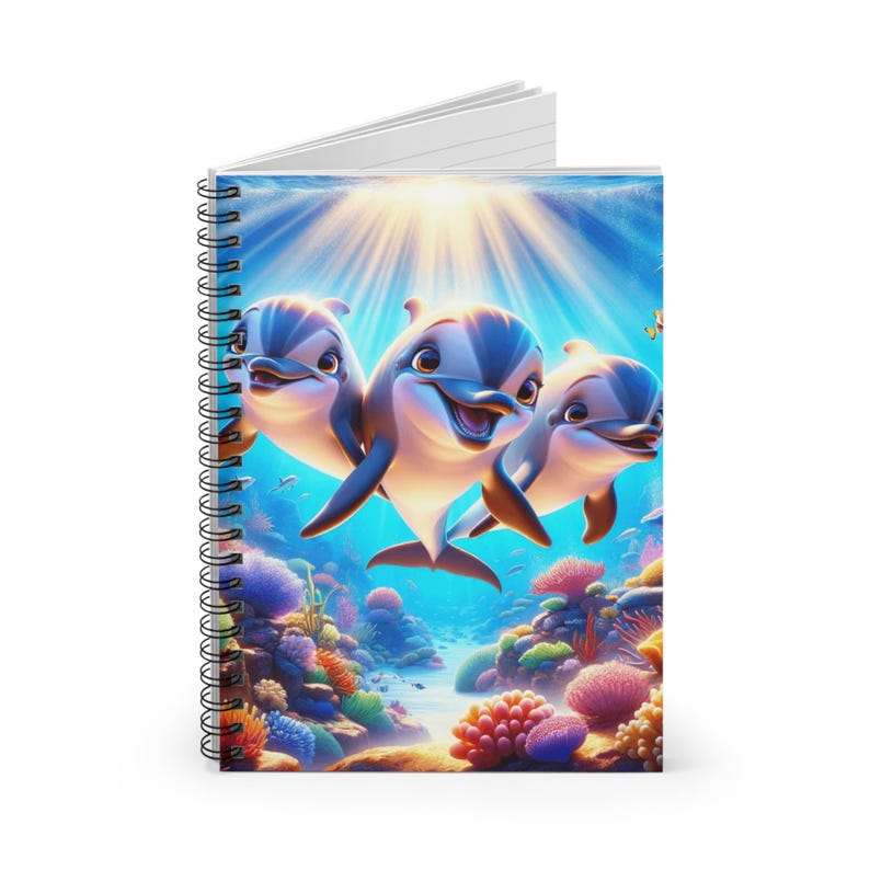 Coral Reef Dolphins Lined Spiral Notebook - Etsy
