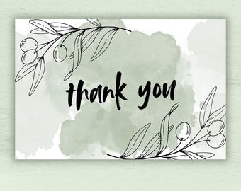 Printable Thank You Olive Branch Greeting Card | DIGITAL DOWNLOAD - Etsy