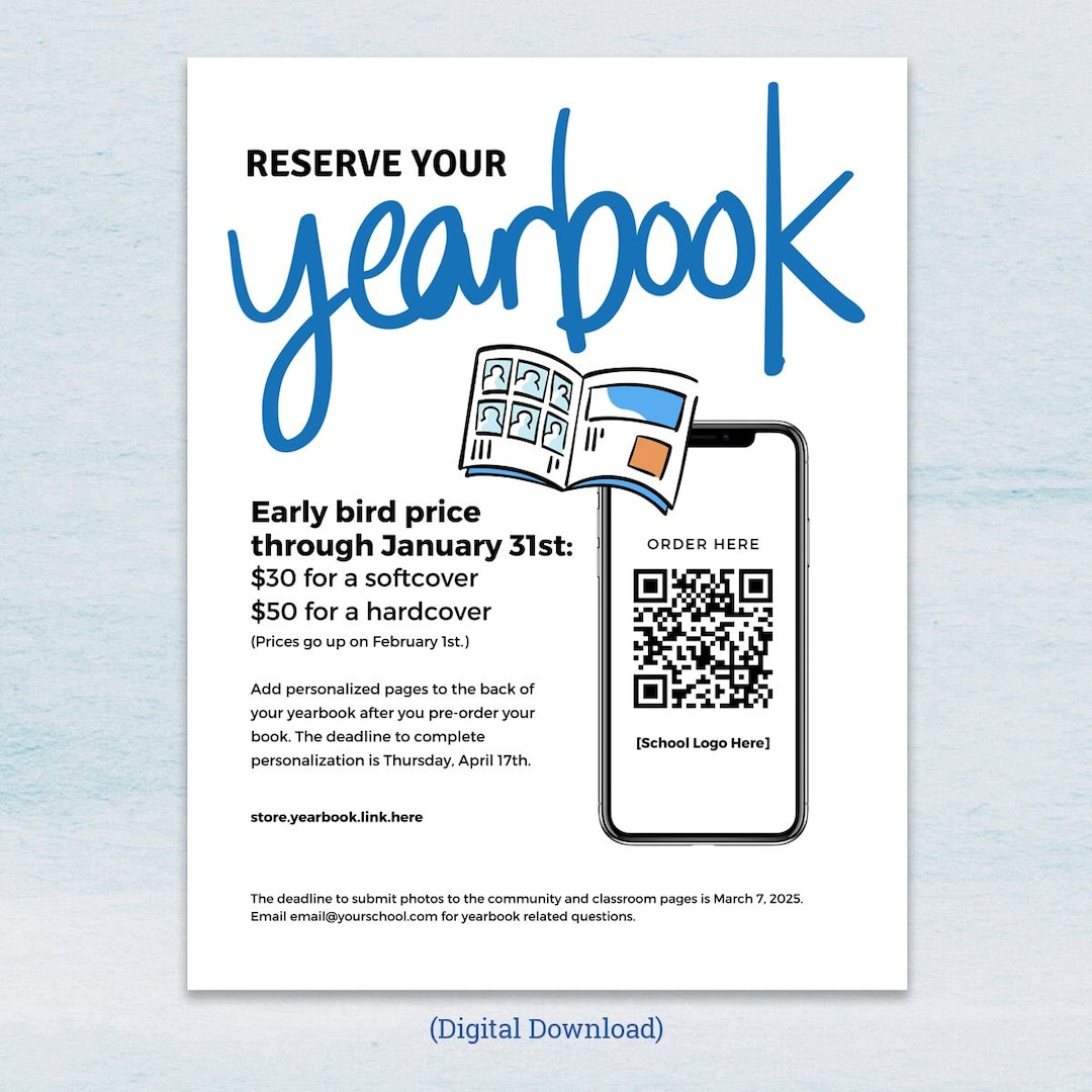 Yearbook Flyer Template: School Promotion, Letter Size (digital PDF) - Etsy