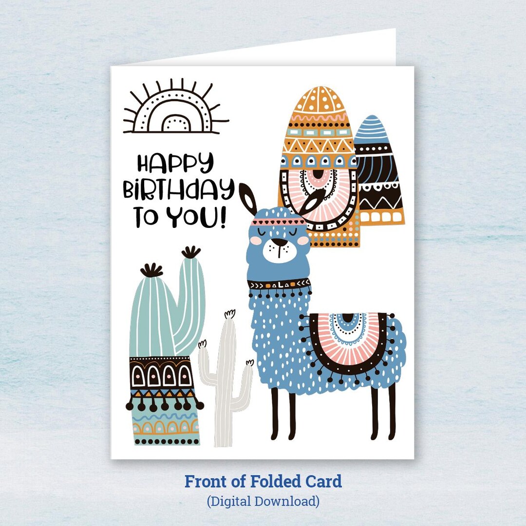 Happy Birthday Llamas - Small Folded Cards - Etsy