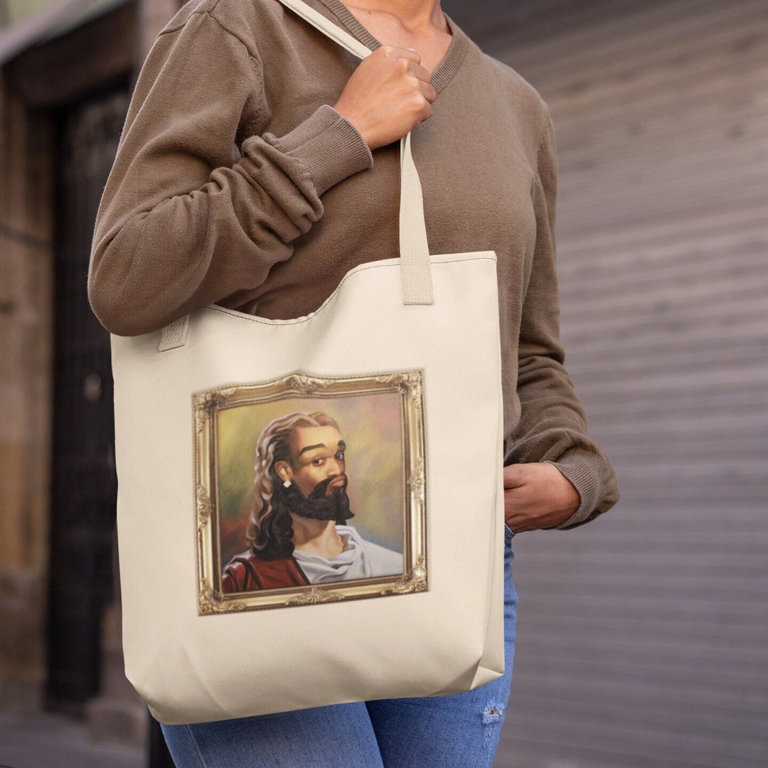 Funny Meme Tote Bag Conceited Meme, Skeptical Jesus, Black Jesus ...